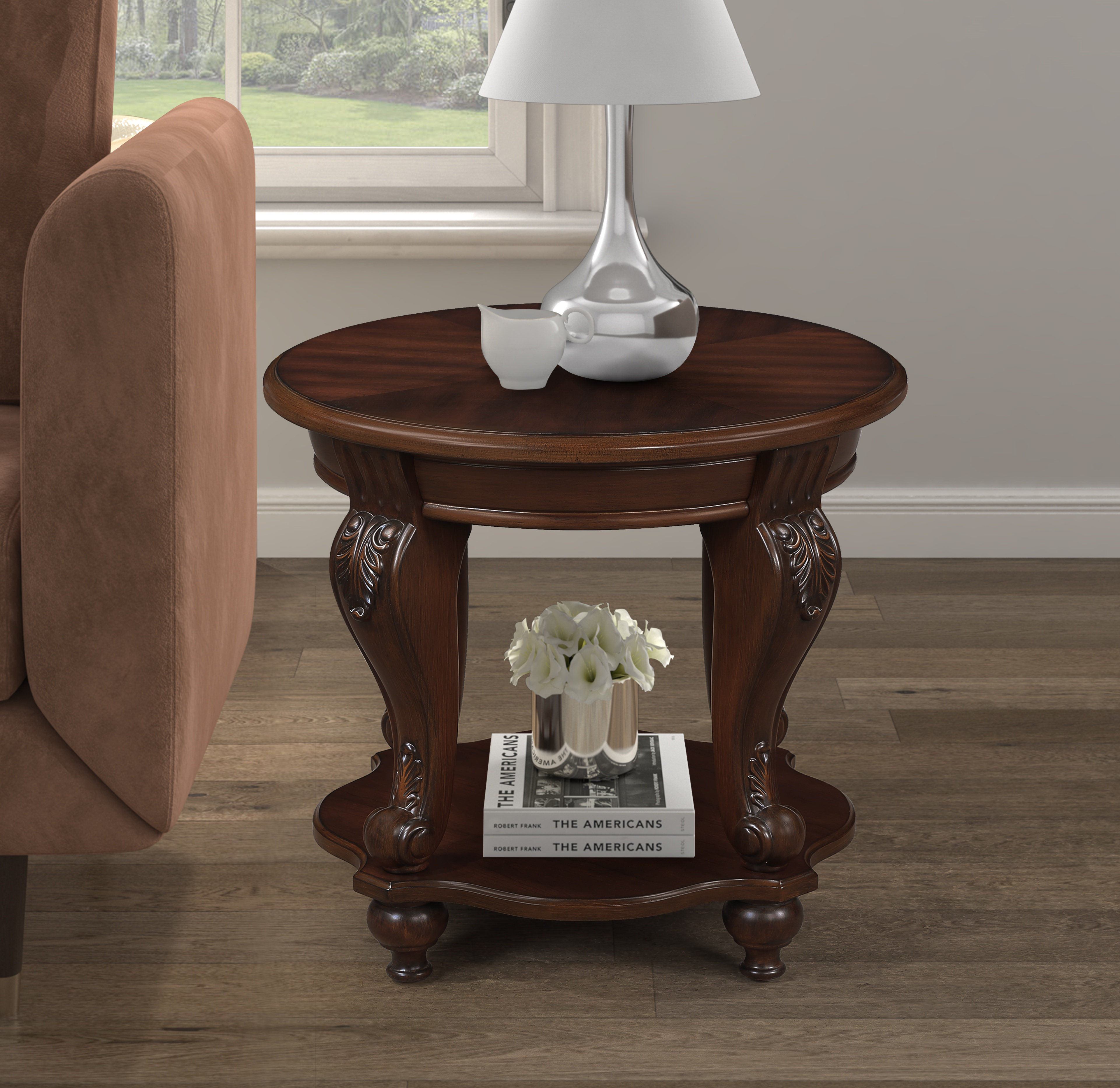 Bloomsbury Market 22" Retro Round End Table,Solid Wood Sofa Side Table ...