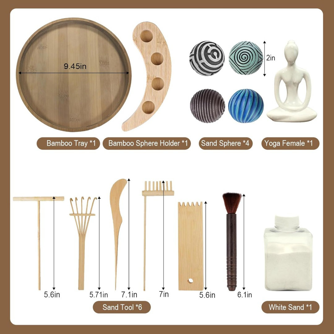 Arlmont & Co. Zen Garden Kit For Desk - Premium Beautiful Japanese Mini ...