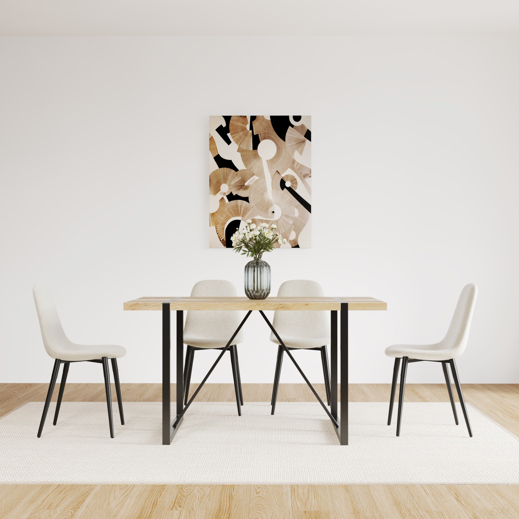 George Oliver MDF Wood Dining Table And Modern Dining Chair Set Of 4 ...