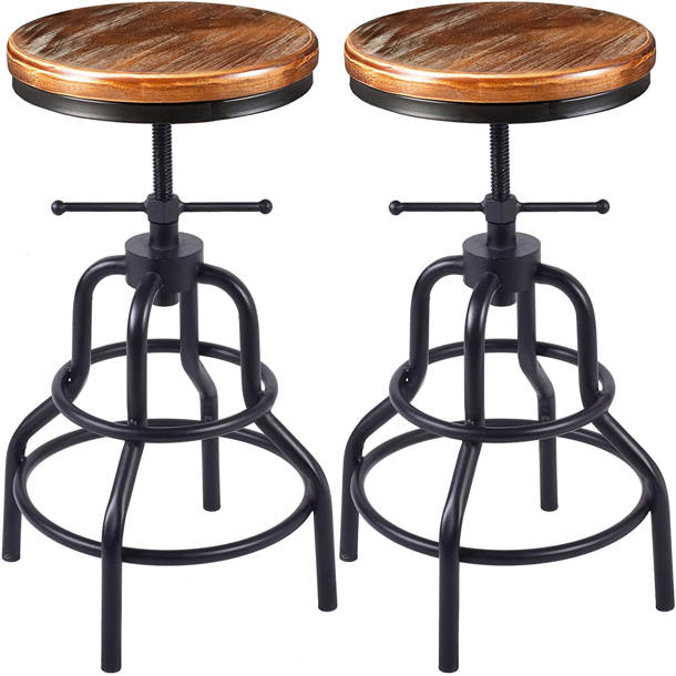 Williston Forge Dicle Swivel Adjustable Height Counter Stool with Metal ...