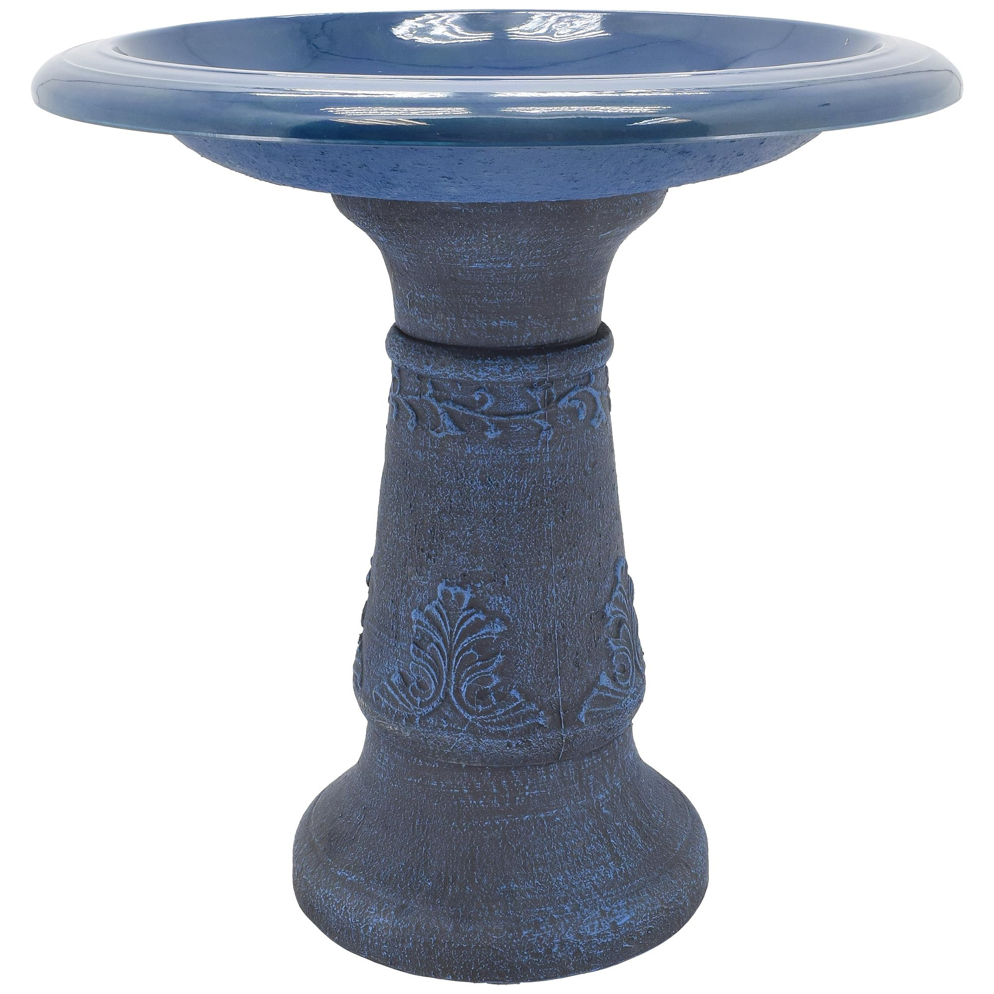 Bloomsbury Market 20 Inch Tall Fiber Clay Bird Bath For Backyards And ...