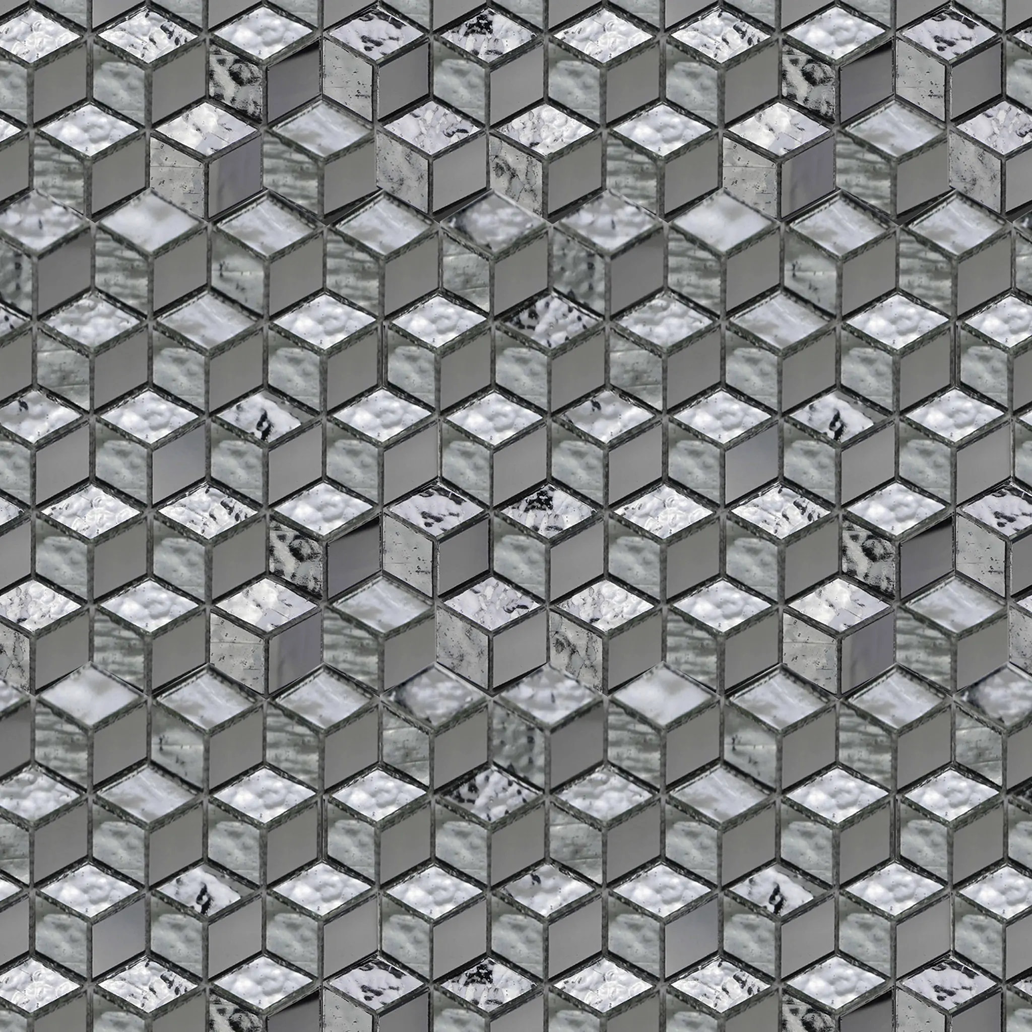 Tile & Top Silver Cubes Pattern 12-In X 12-1/2-In Glass Mosaic Wall ...