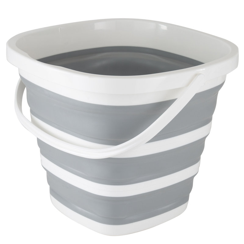 Simplify 10L Collapsible Square Bucket in White/Grey | Wayfair