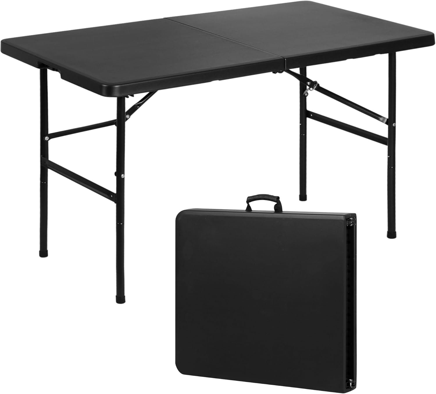 EXEBIL Folding Table, Portable 4ft Plastic Folding Table with Carrying ...