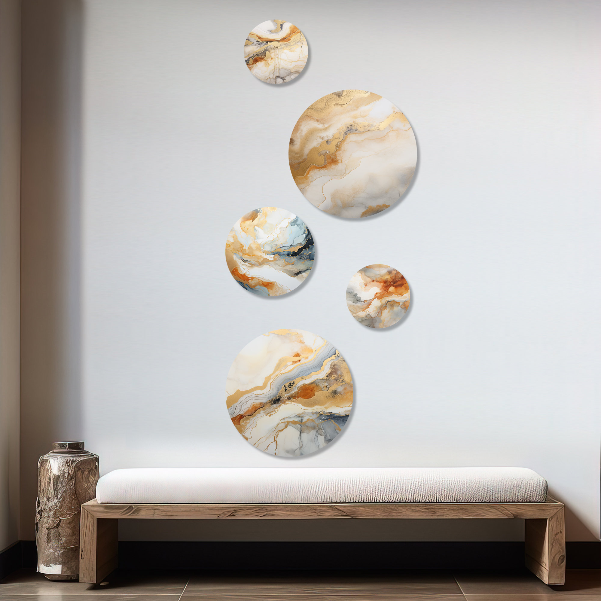 Mercer41 Abstract Beige And Gold Geyser Paint - Abstract Shapes ...