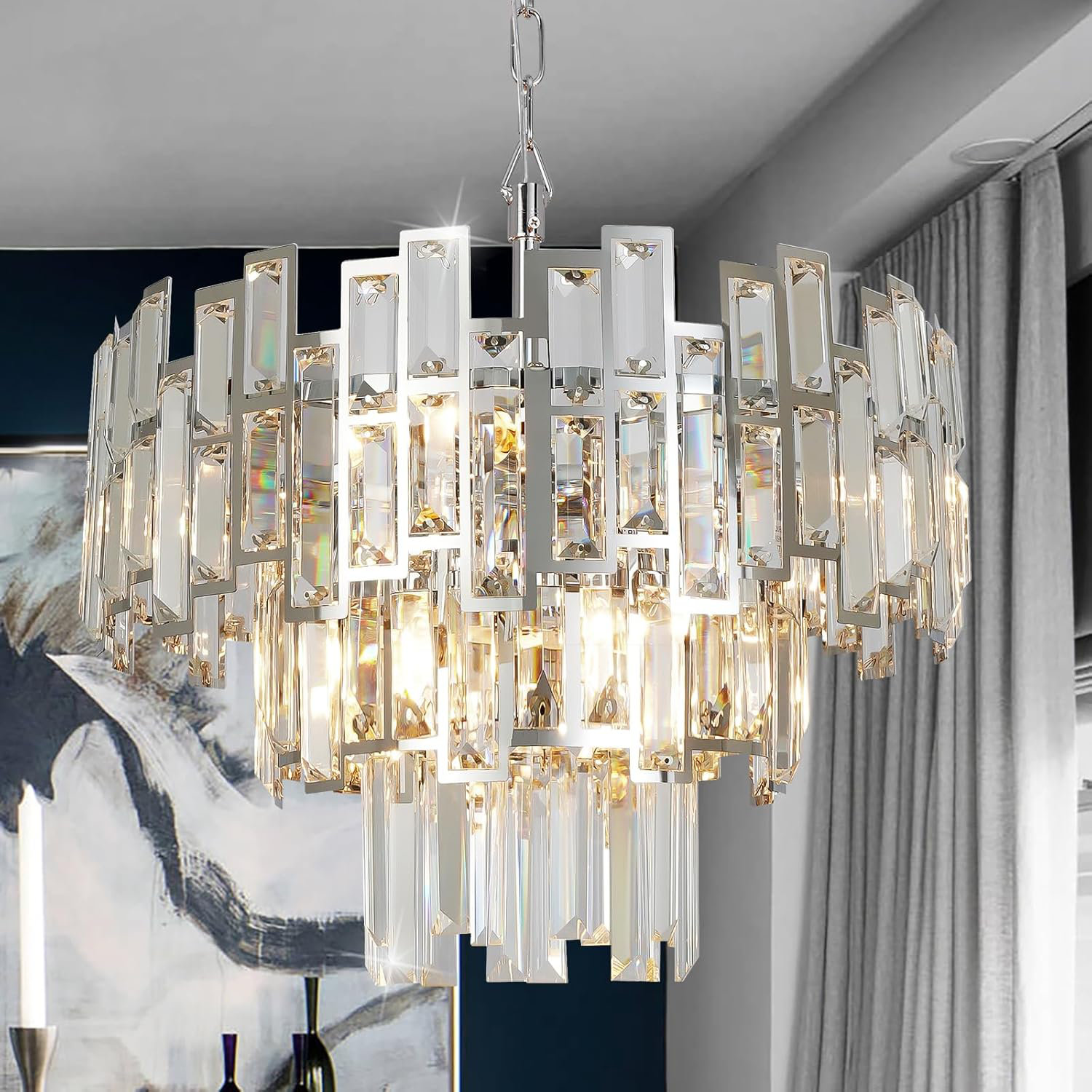 Everly Quinn Modern Crystal Chandelier Lighting For Dining Room ...