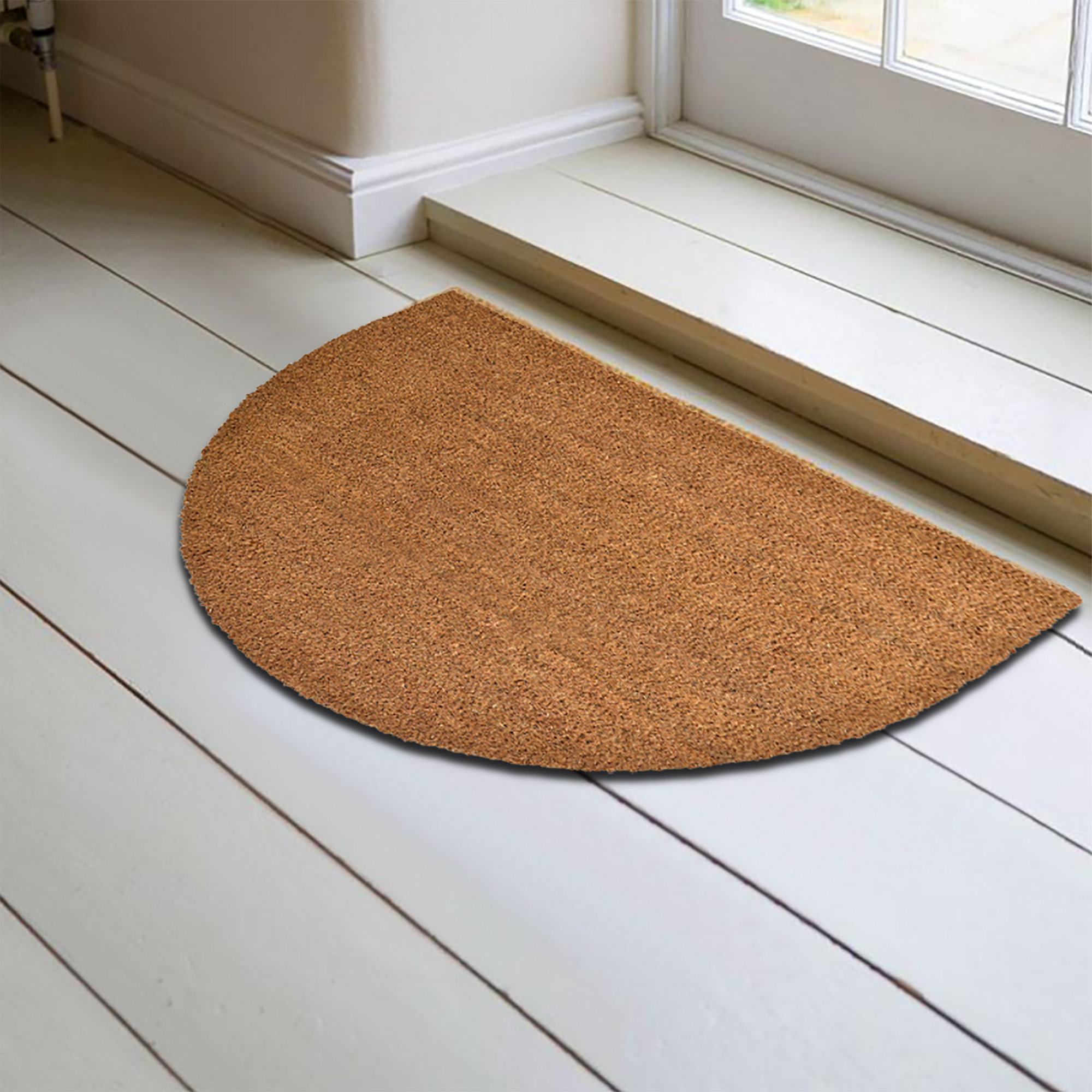 Evideco Sheltered Half Round Front Door Mat Lea Natural Braided Coir ...
