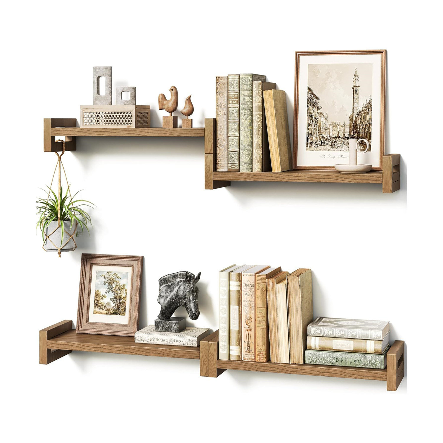 Loon Peak® Set Of 4 Strong Load Capacity And Natural Pine Wall Mounted ...