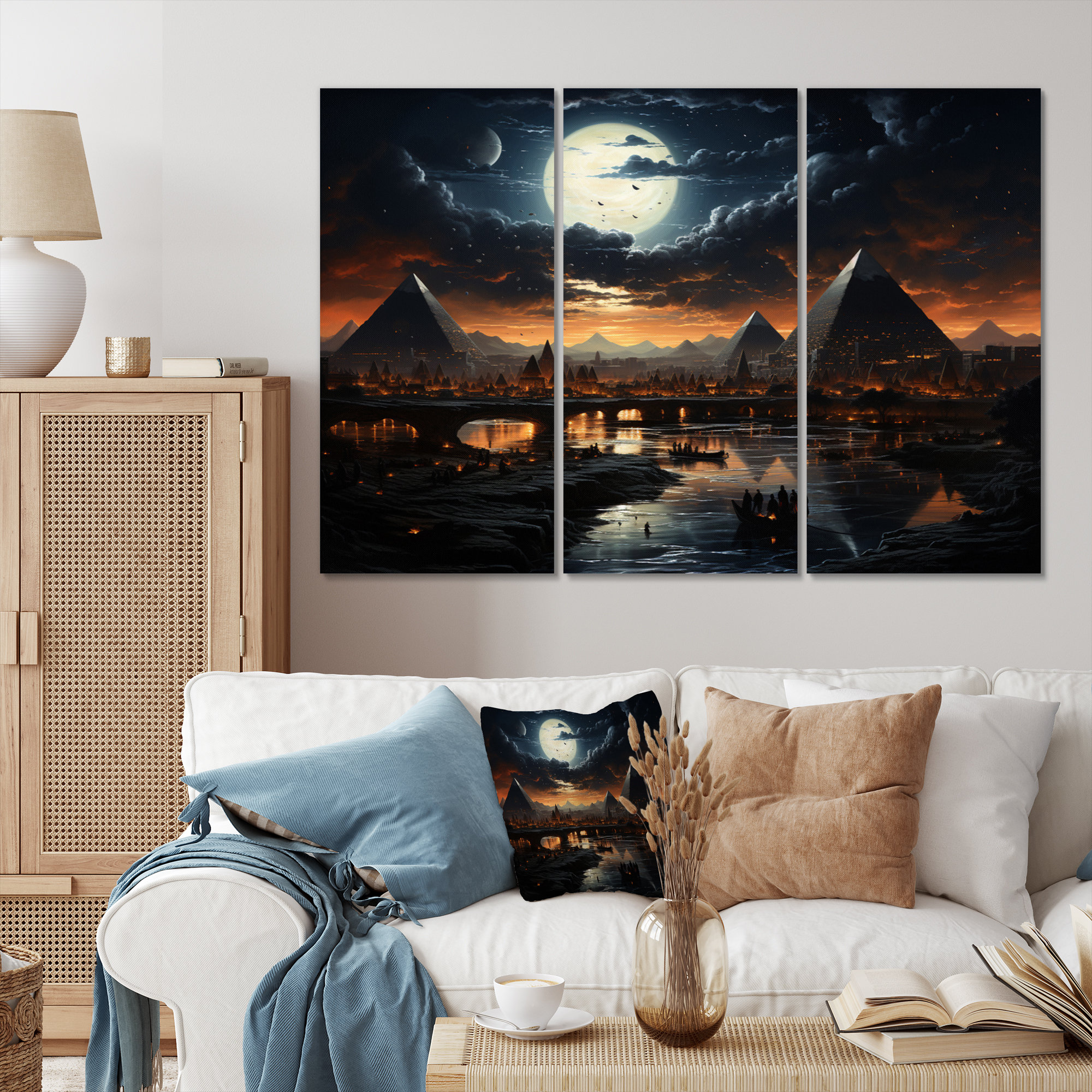 Millwood Pines Egypt Celestial Sky Pyramid On Canvas 3 Pieces Print ...