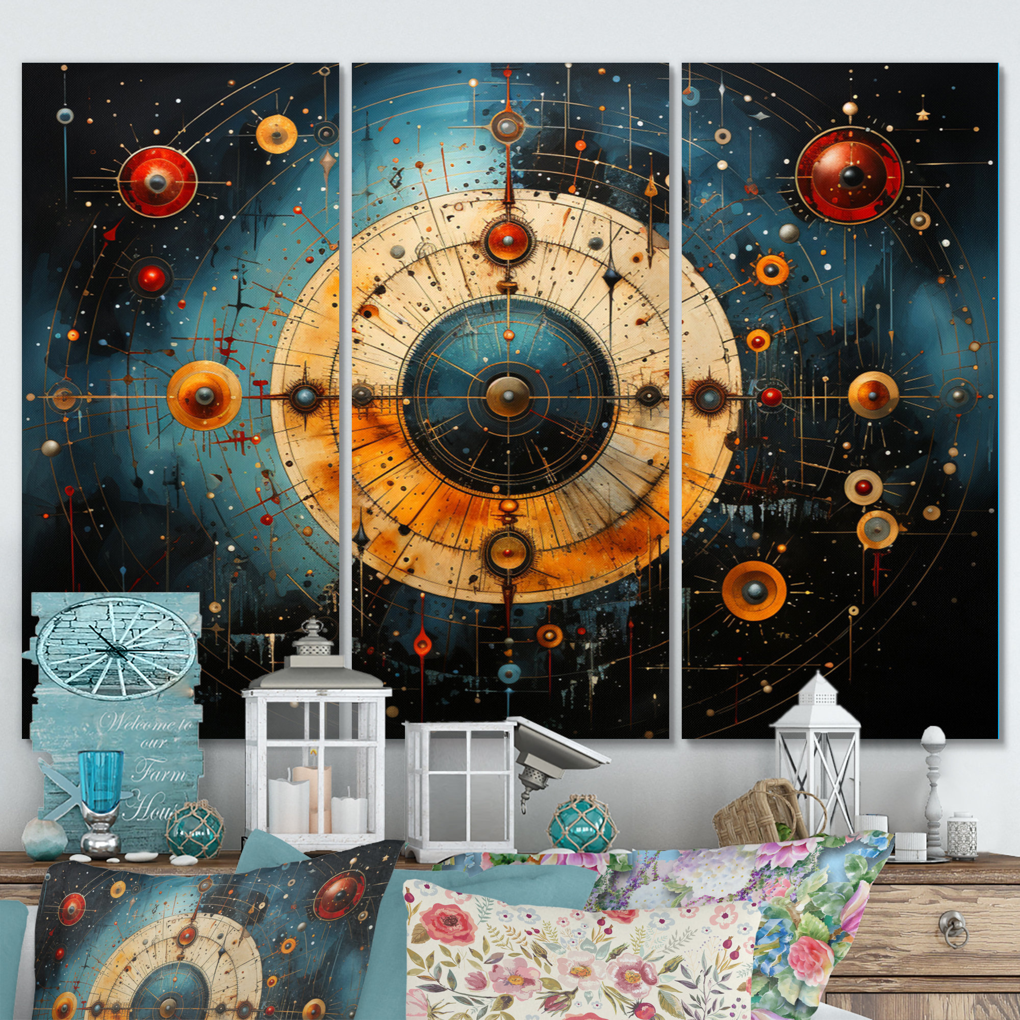 Design Art Yellow Teal Astrology Celestial Alignment I - Astrology ...