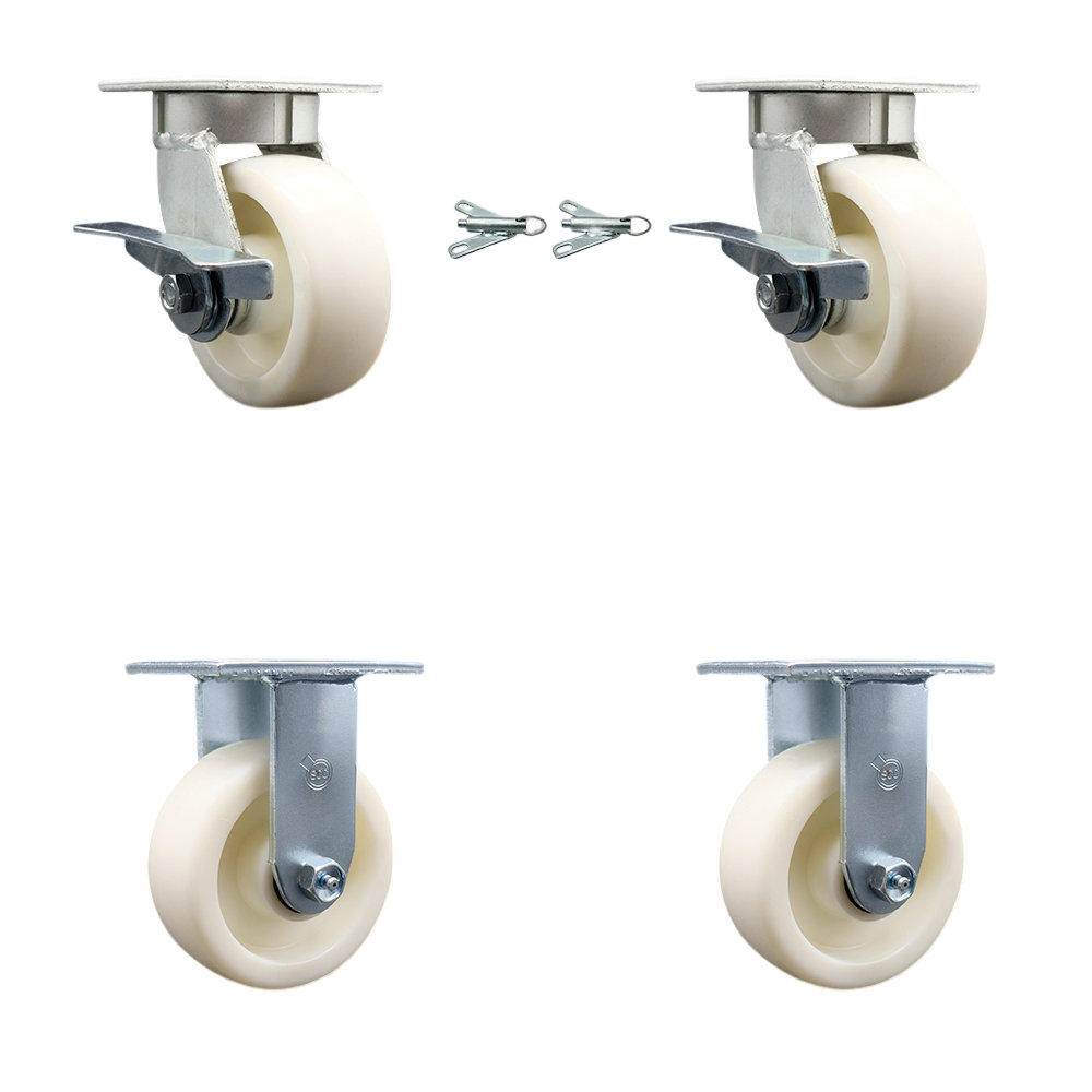 Service Caster Kingpinle Caster Set 2 Brakes and Swivel Locks 2 Rigid ...