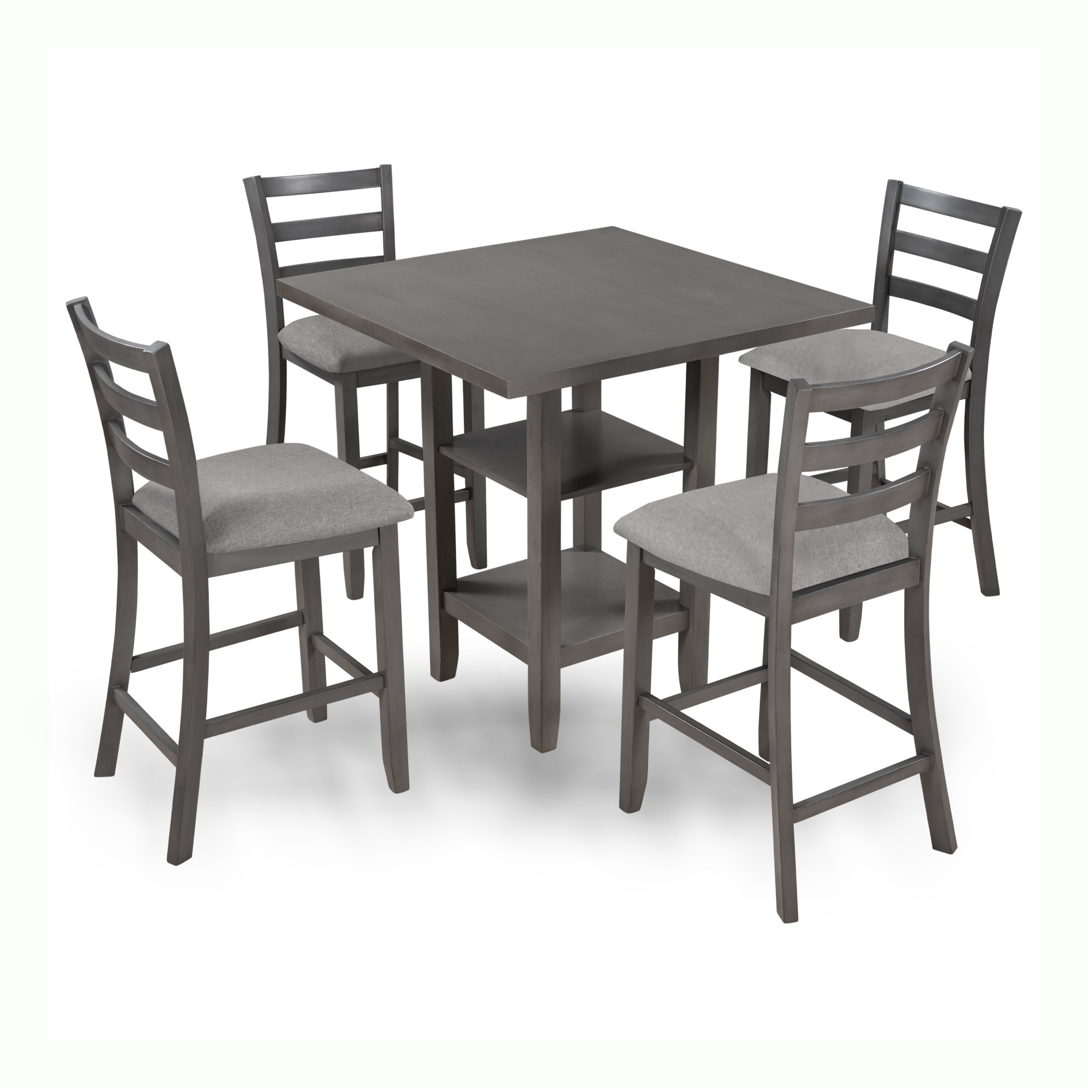 Red Barrel Studio® 4-Person Counter Height Solid Wood Dining Set With ...