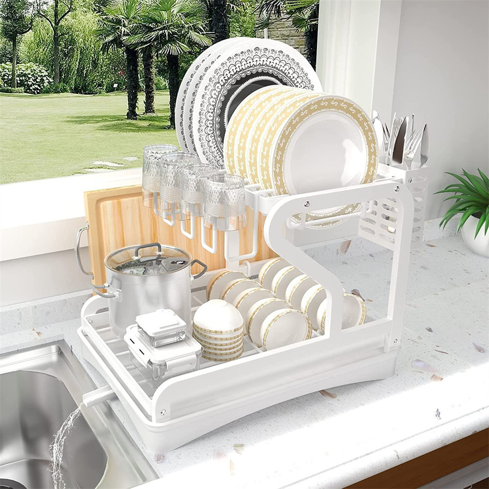 YITAHOME Multifunctional Stainless Steel 2 Tier Dish Rack | Wayfair