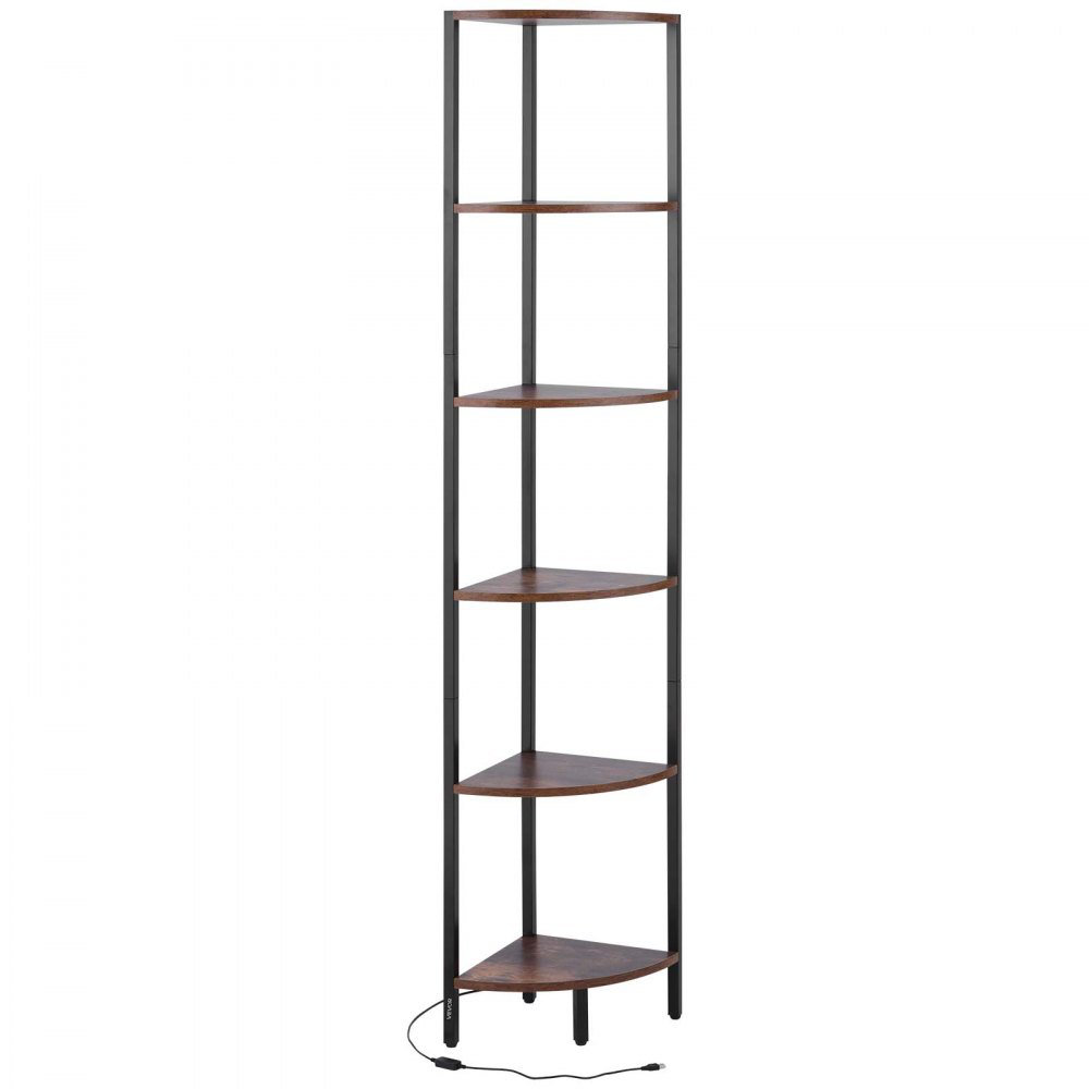 17 Stories 6 Tier Corner Shelf Tall Corner Stand with LED Light Narrow ...