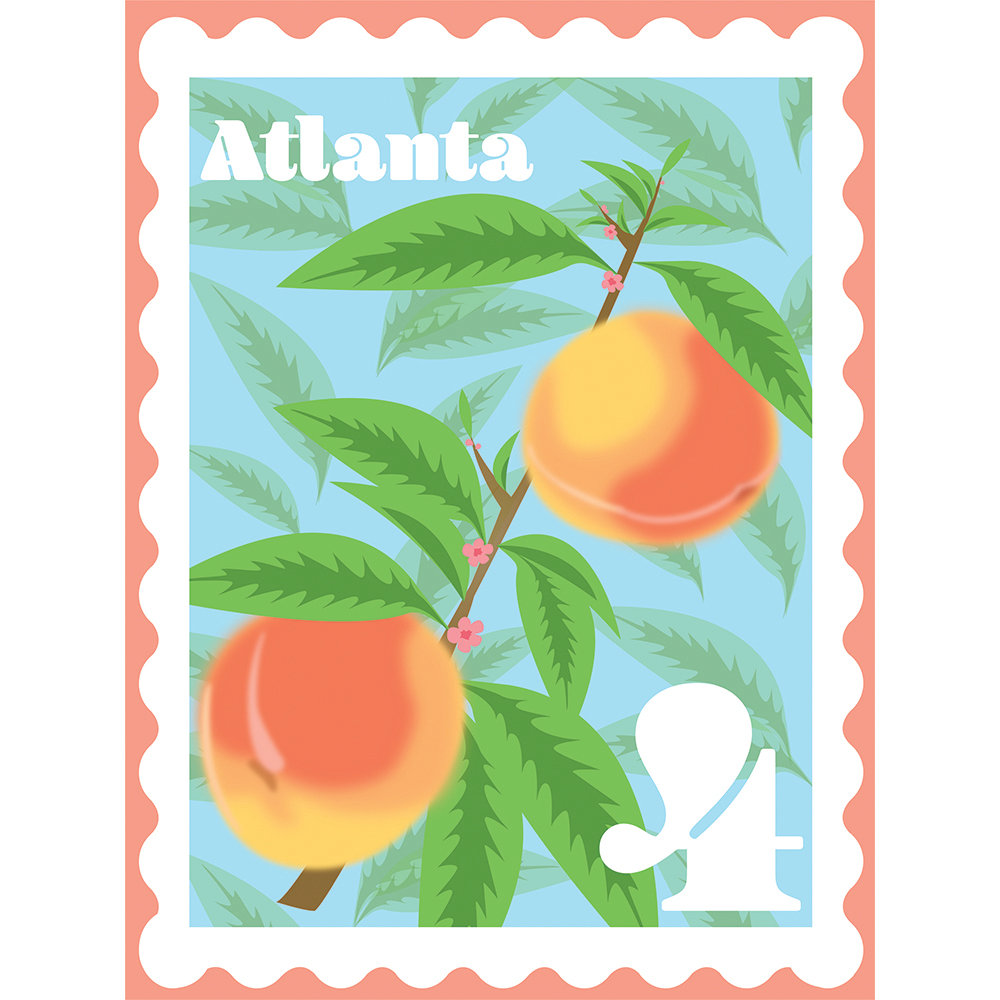 Trinx Atlanta Stamp, Atlanta Georgia, Graphic Art Wrapped Canvas | Wayfair