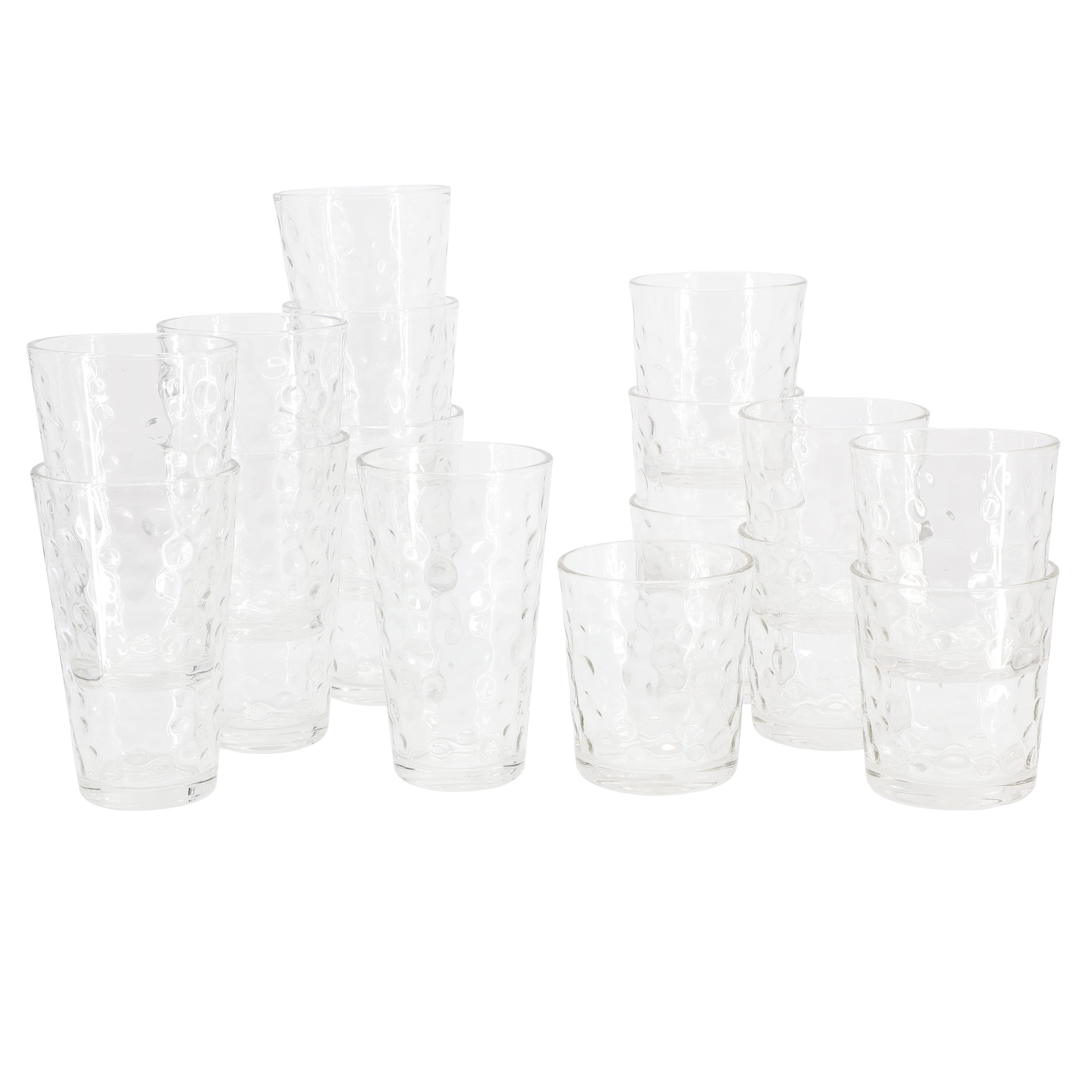 Wrought Studio™ Hemby 16 Piece Bubble Glass Drinkware Set | Wayfair