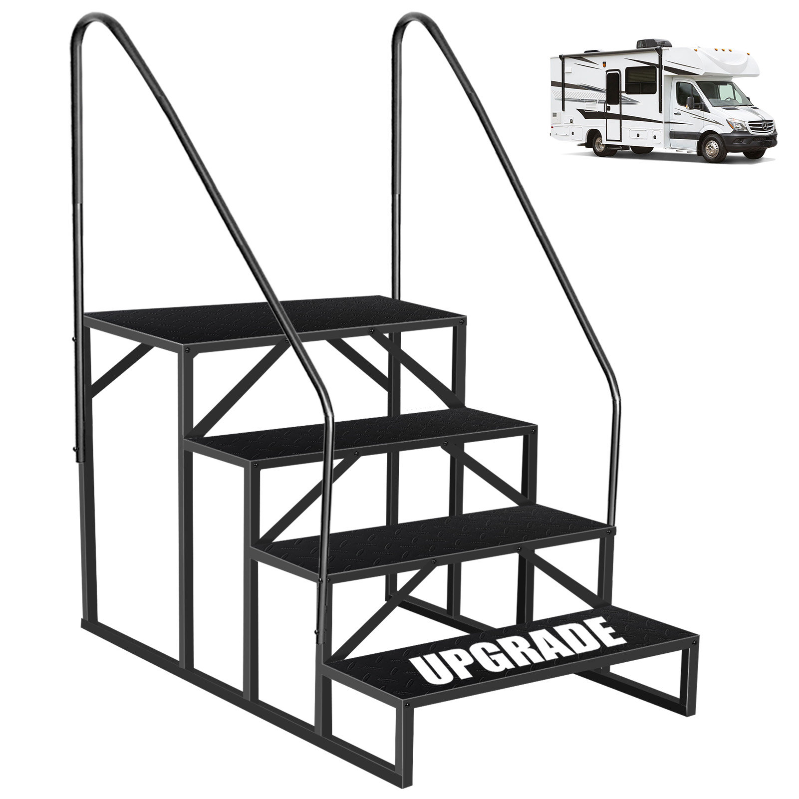 WFX Utility™ RV Steps with 2 Handrail, 4 Steps Mobile Home Ladder | Wayfair