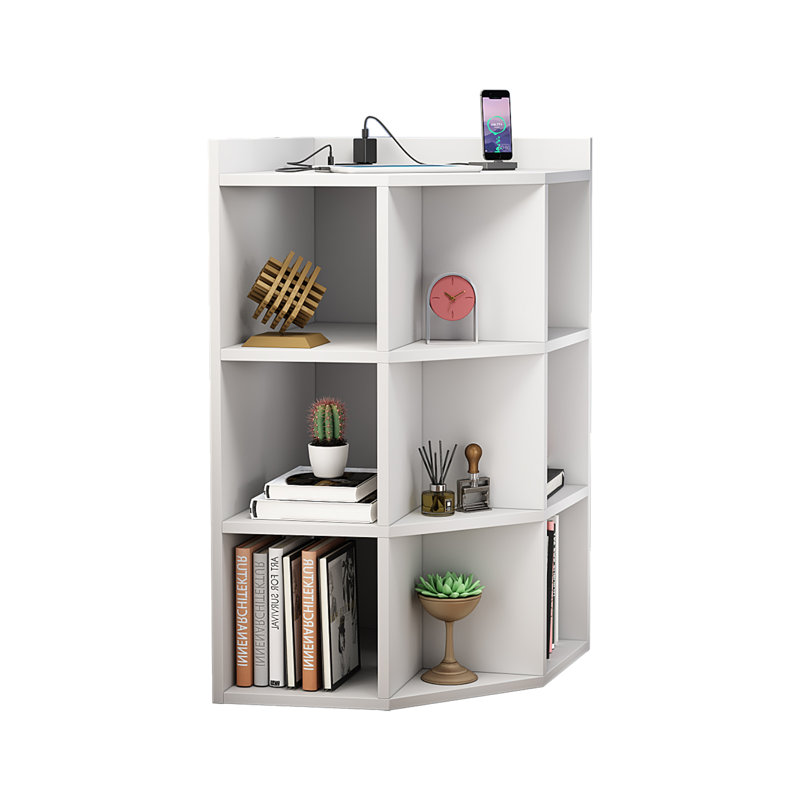 Ebern Designs 3-Tier Corner Cabinet Storage with USB Ports and Outlets ...