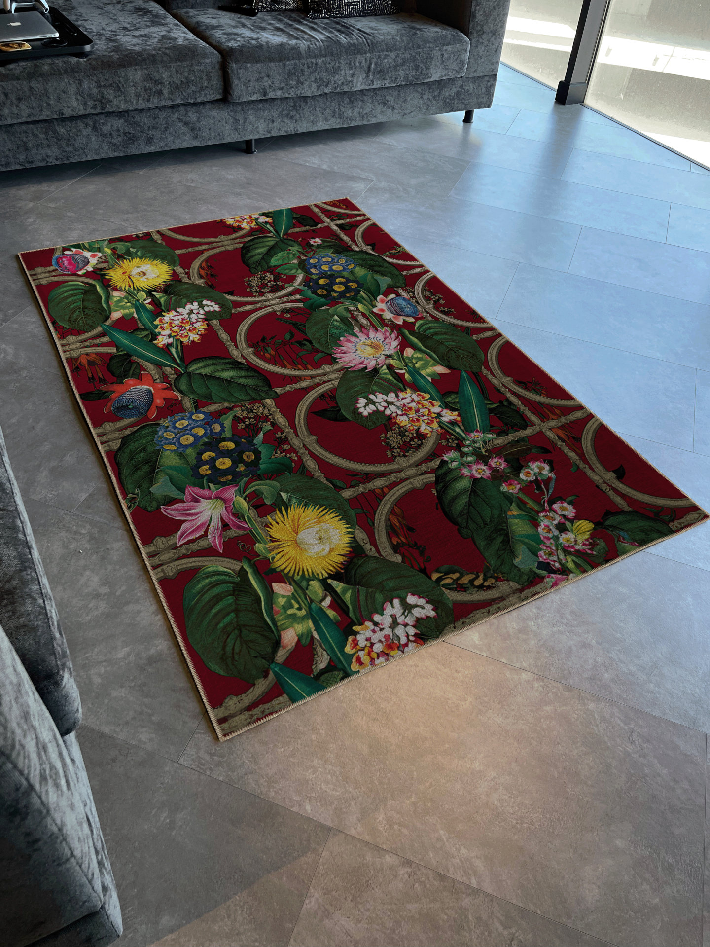 Bloomsbury Market Red-Themed Multi-Colored Floral Vine Patterned Modern ...