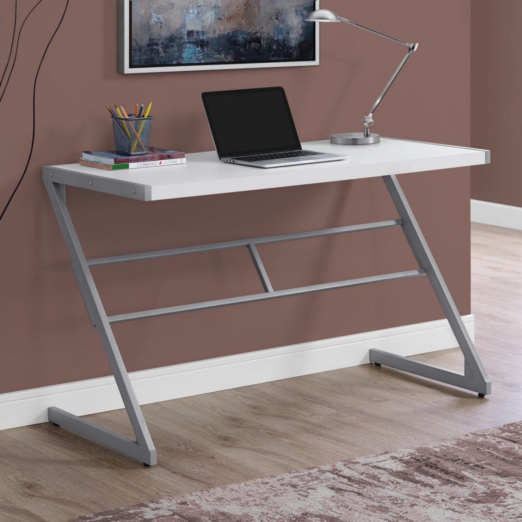 Winston Porter Computer Desk, Home Office, Laptop, 48"l, Work, White ...