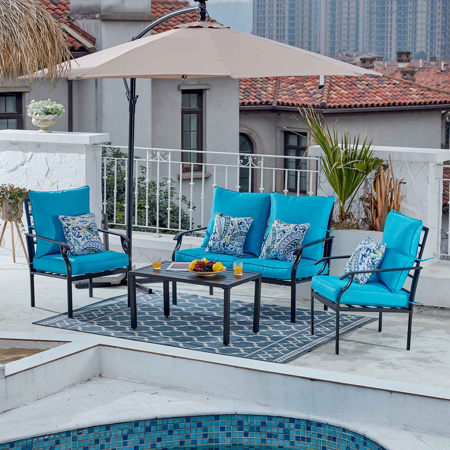 Sol 72 Outdoor™ Jalynn 4 Piece Sofa Seating Group with Cushions ...