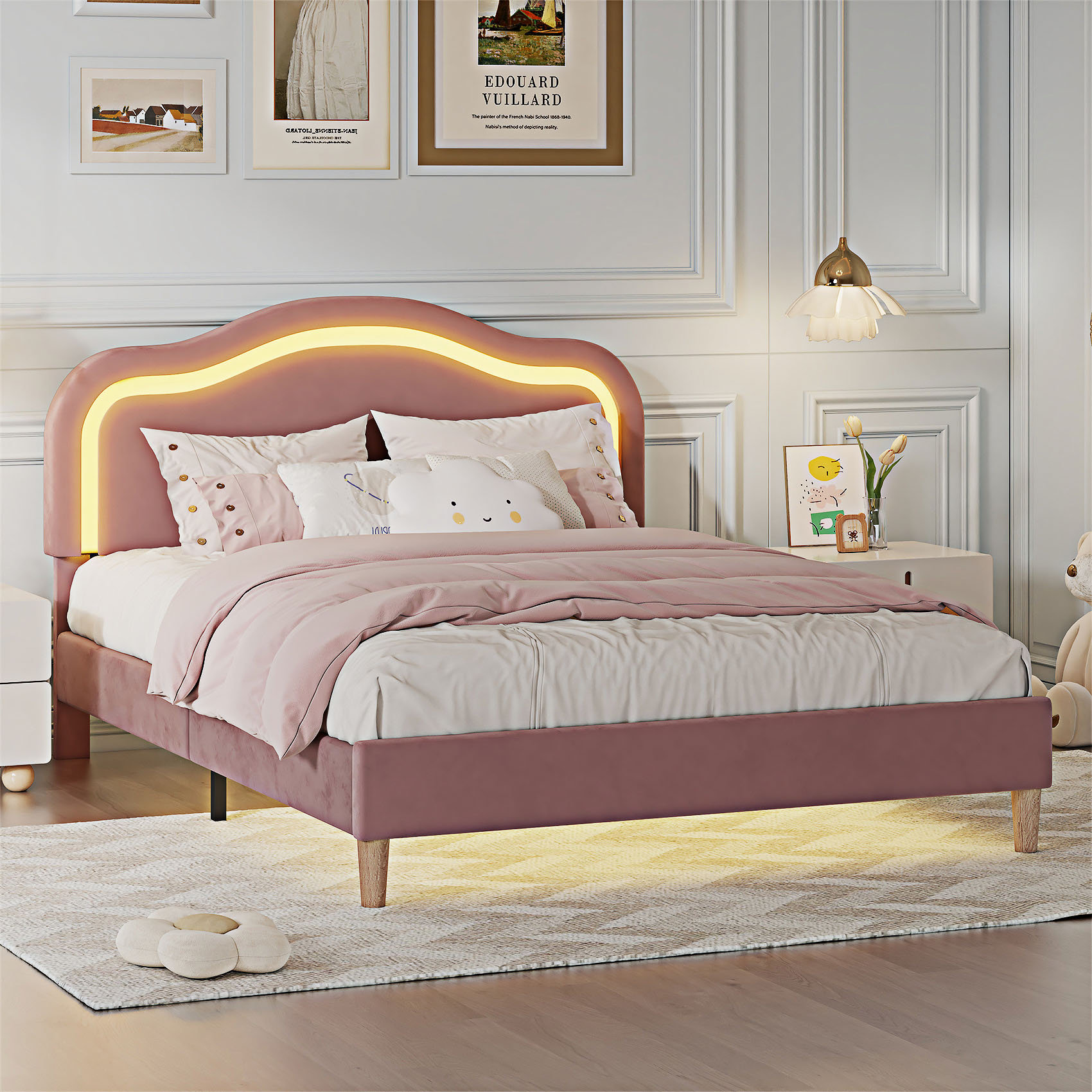 Ebern Designs Upholstered Smart LED Bed Frame - Wayfair Canada