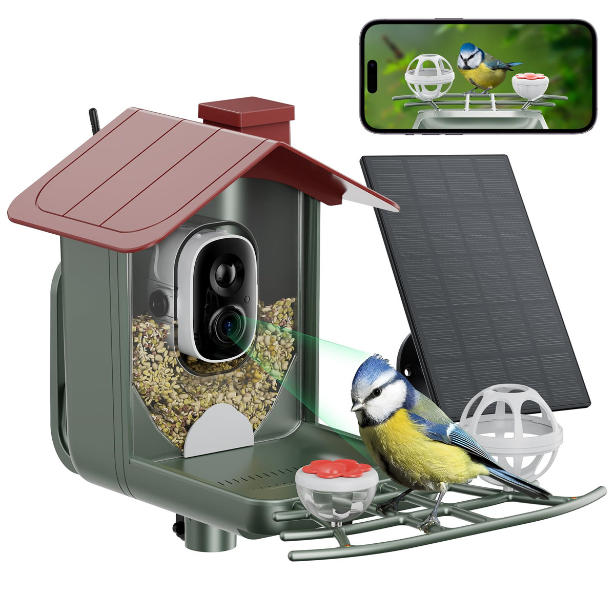 Arlmont & Co. Bird House With Camera Outdoor Garden Feeders For Bird ...