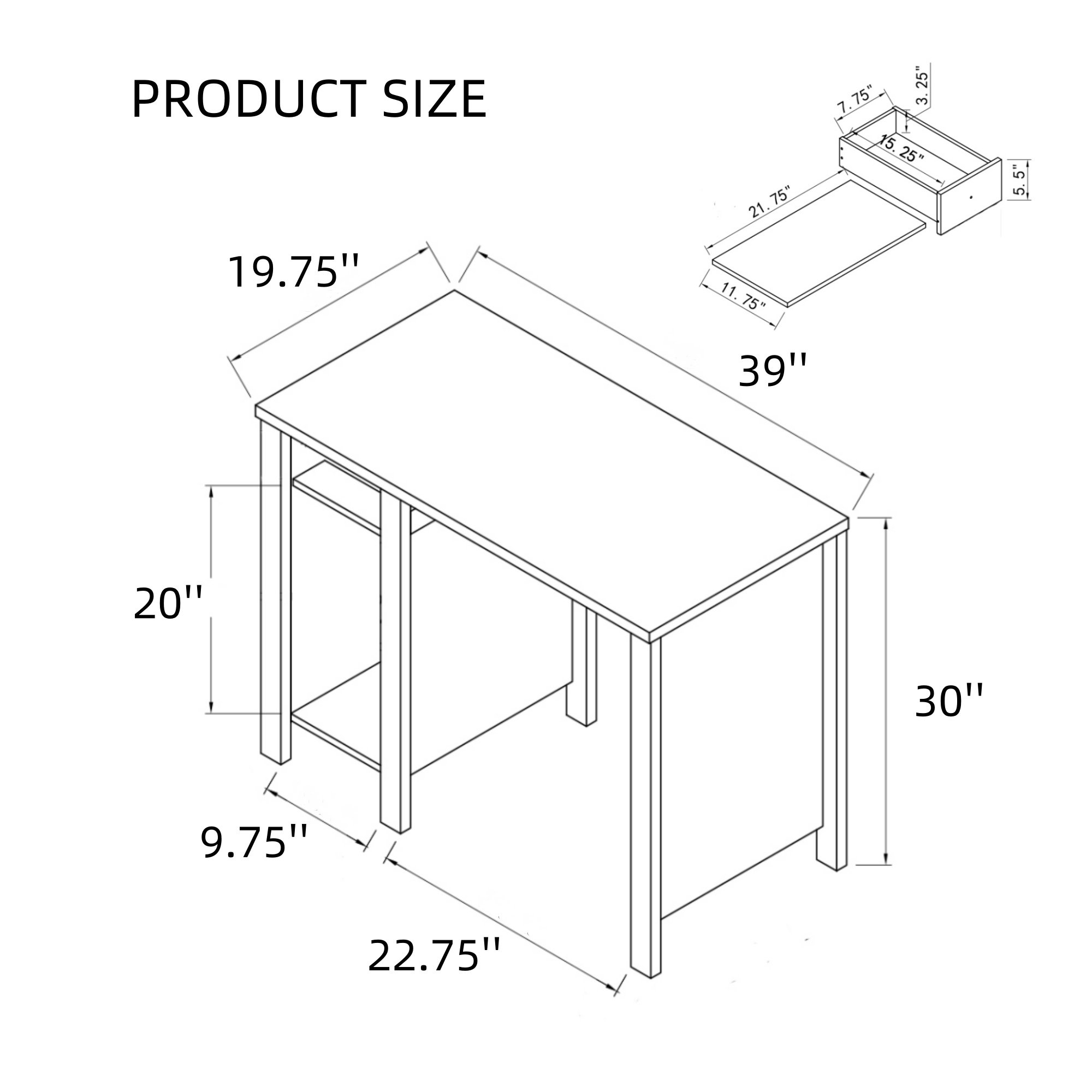 Ebern Designs Student Desk Home Office Desk With Hutch, Single Keyboard ...