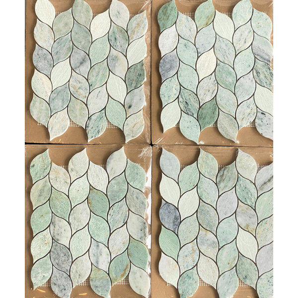 ES Stone 4" x 2" Ming Green Leaf Pattern Marble Novelty Mosaic Tile ...