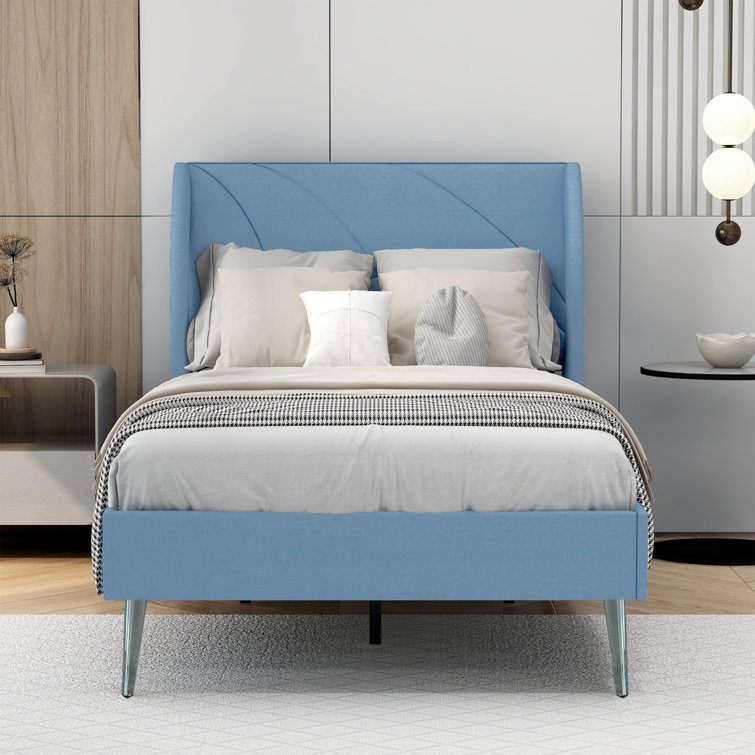 Mercer41 Ikai Upholstered Metal Wingback Bed | Wayfair