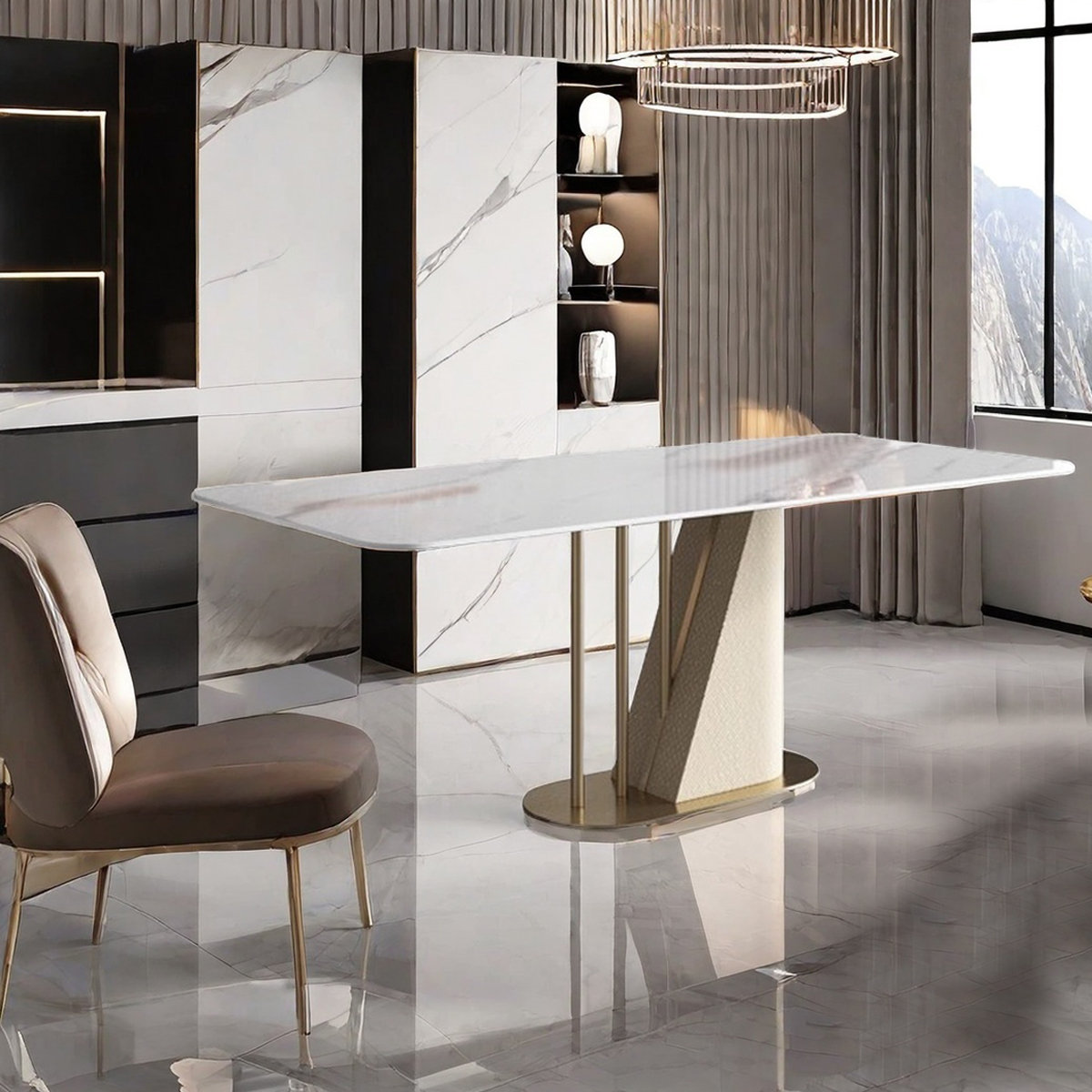 LJIA home Modern Luxe Dining Table with Rock Panel - Wayfair Canada