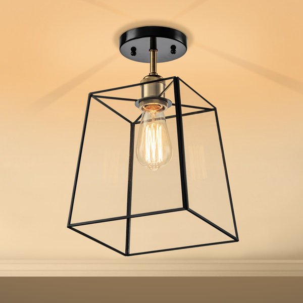 Wrought Studio 1-Light+Brass Semi-Flush Mount Ceiling Light With ...