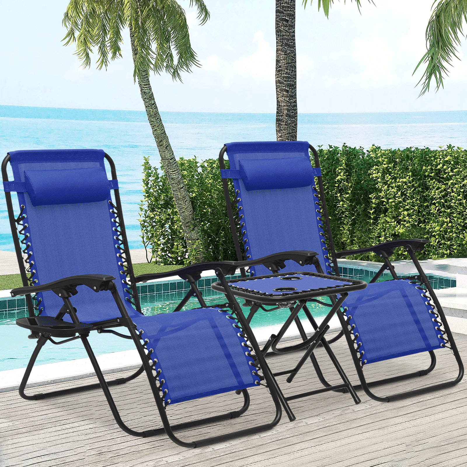 Arlmont & Co. Barnabus Foldable Zero Gravity Chairs, Extra Wide Rocking ...