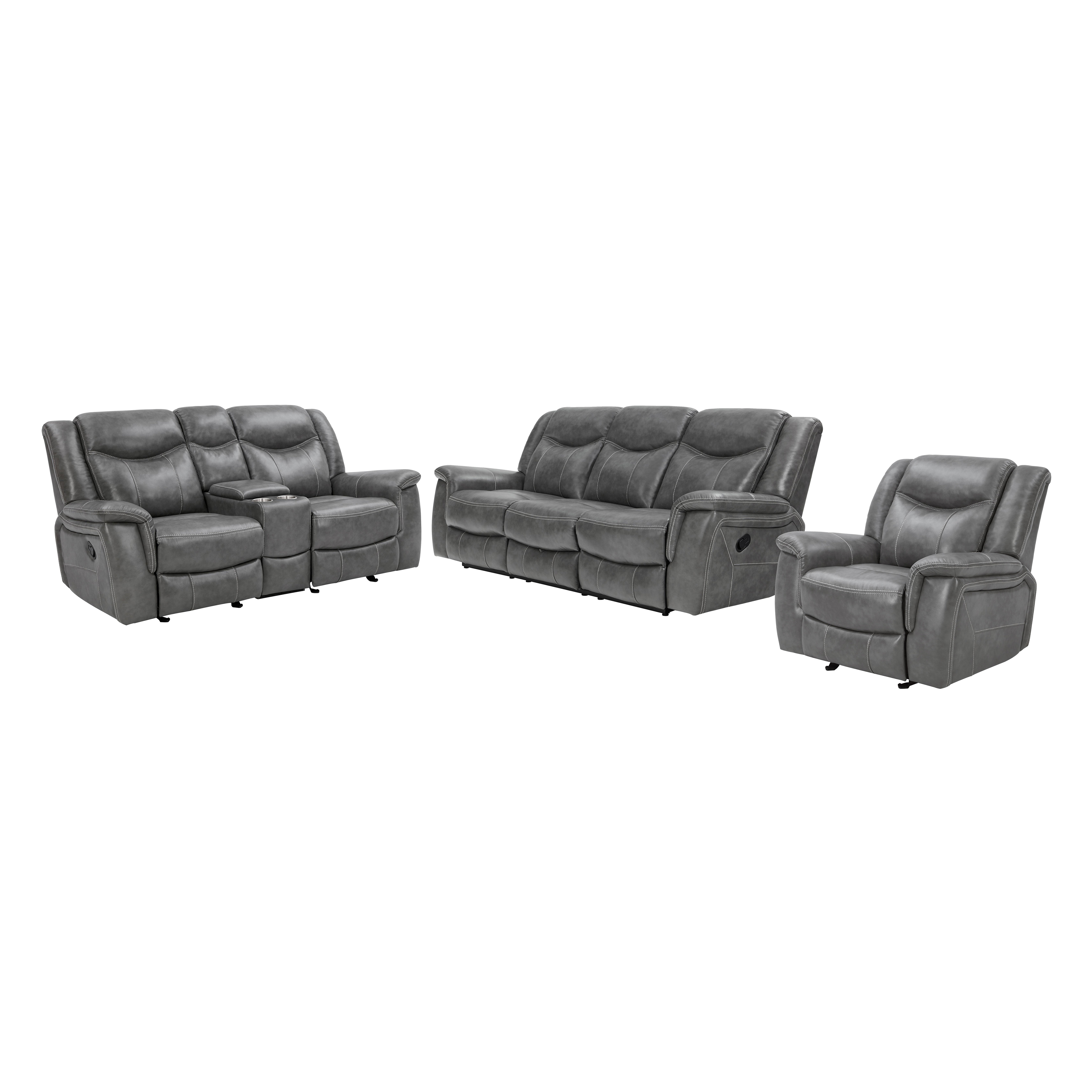 Latitude Run® 3-piece Upholstered Padded Arm Motion Sofa Set Grey | Wayfair