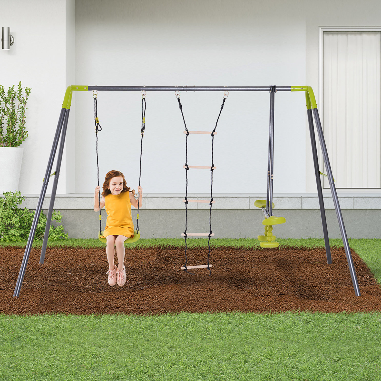 Freeport Park® Ensemble de balançoire en métal 3 en 1 pour enfants avec ...