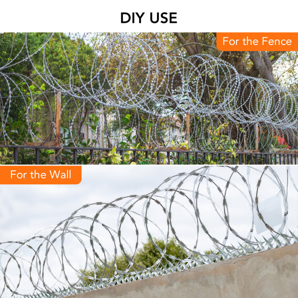 FDFK 500 Ft Razor Fence, Concertina Wire, Weather Resistant, Galvanized ...