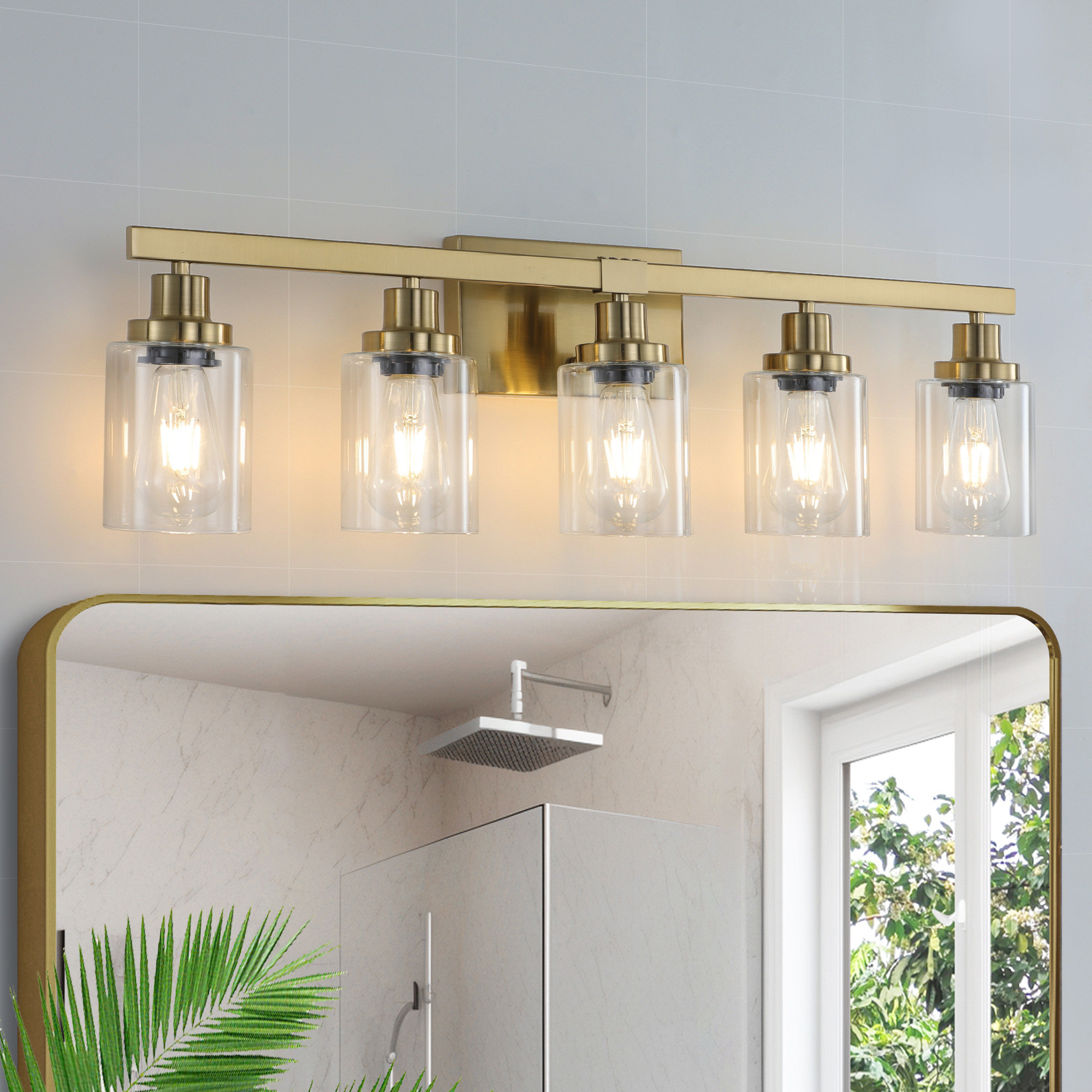 Latitude Run® Vanity Light With Clear Glass Shades | Wayfair