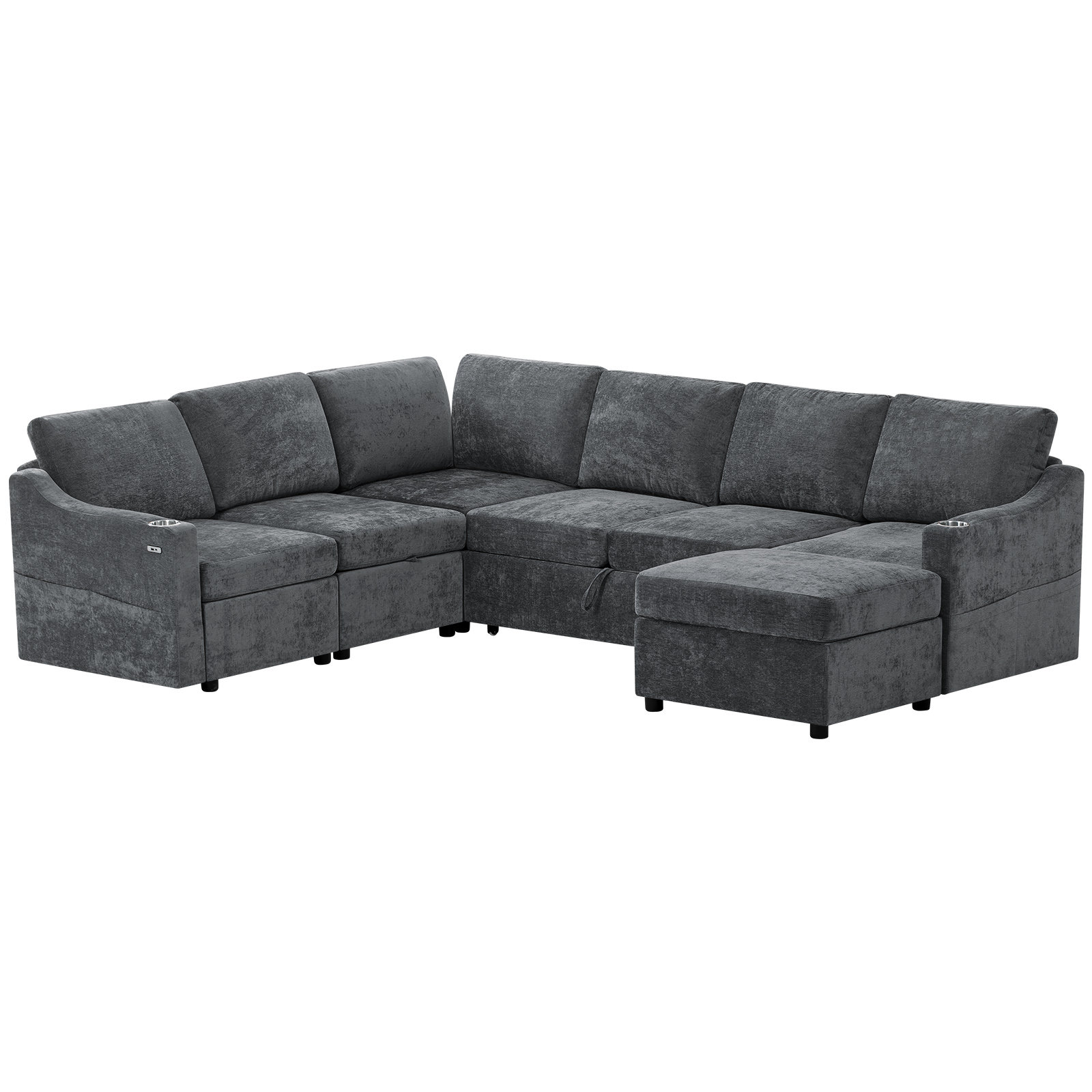 Latitude Run® 116" 7-Seats Modern Modular Sleeper Sofa With Adjustable ...