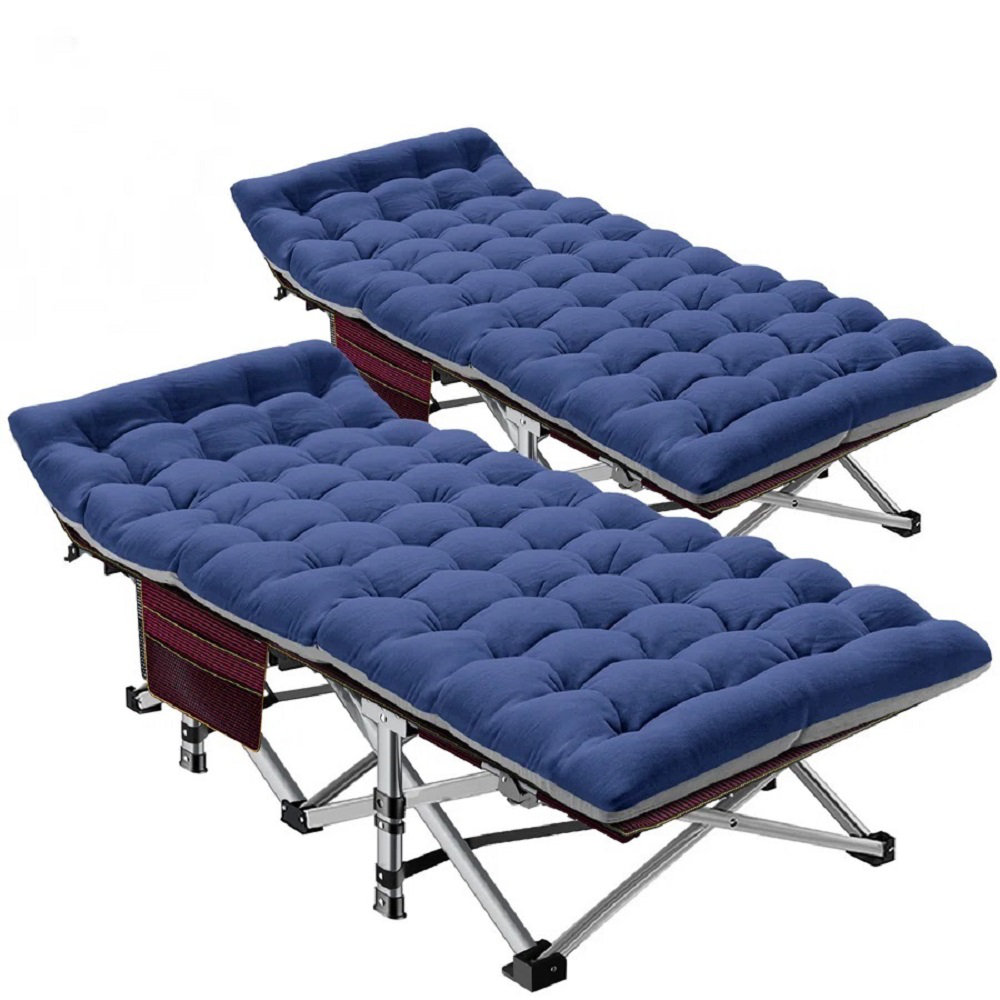 JTANGL Folding Camping Cot With Pearl Cotton Pad and Side Pocket, 2 ...