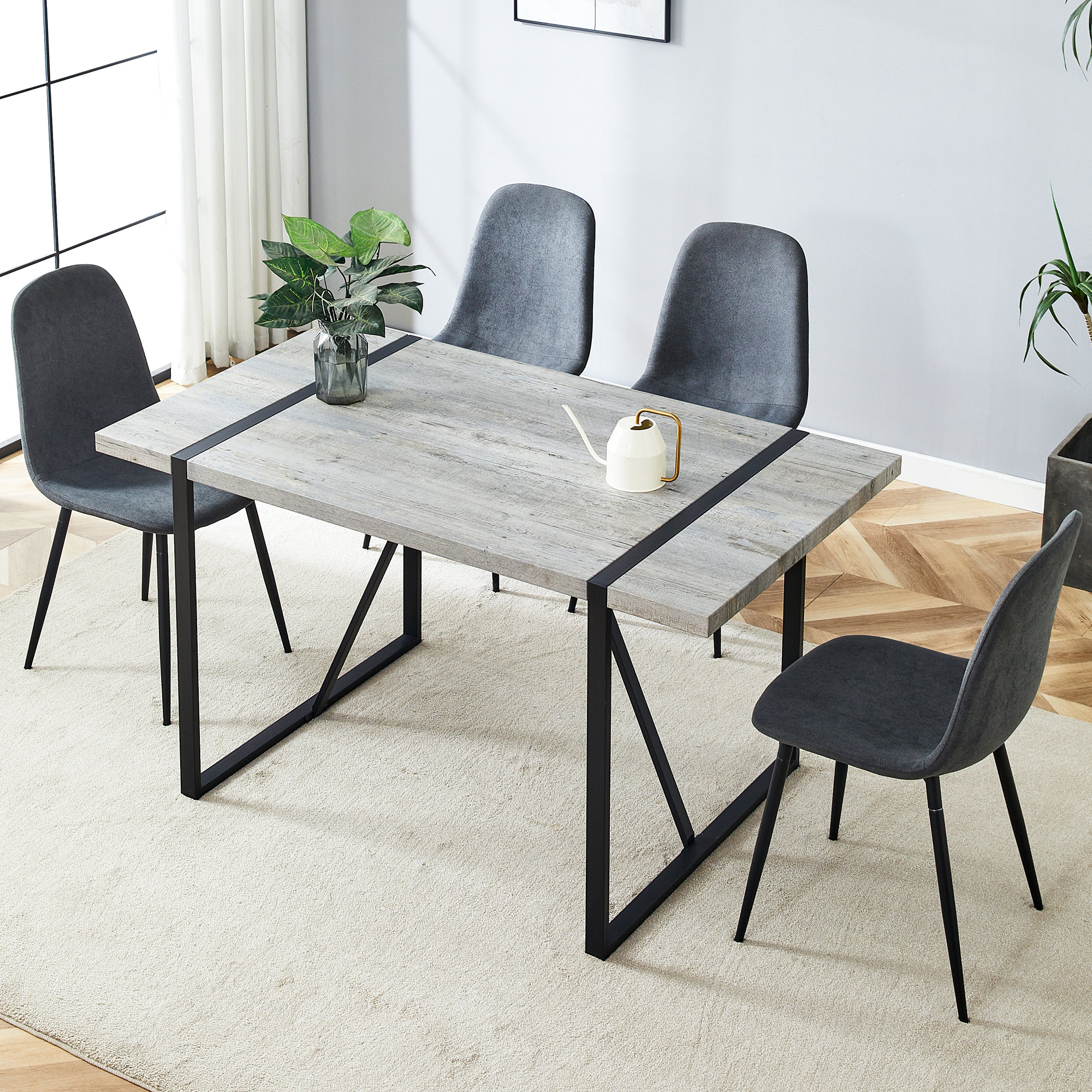 17 Stories Rectangular Pedestal Dining Table Set - Wayfair Canada
