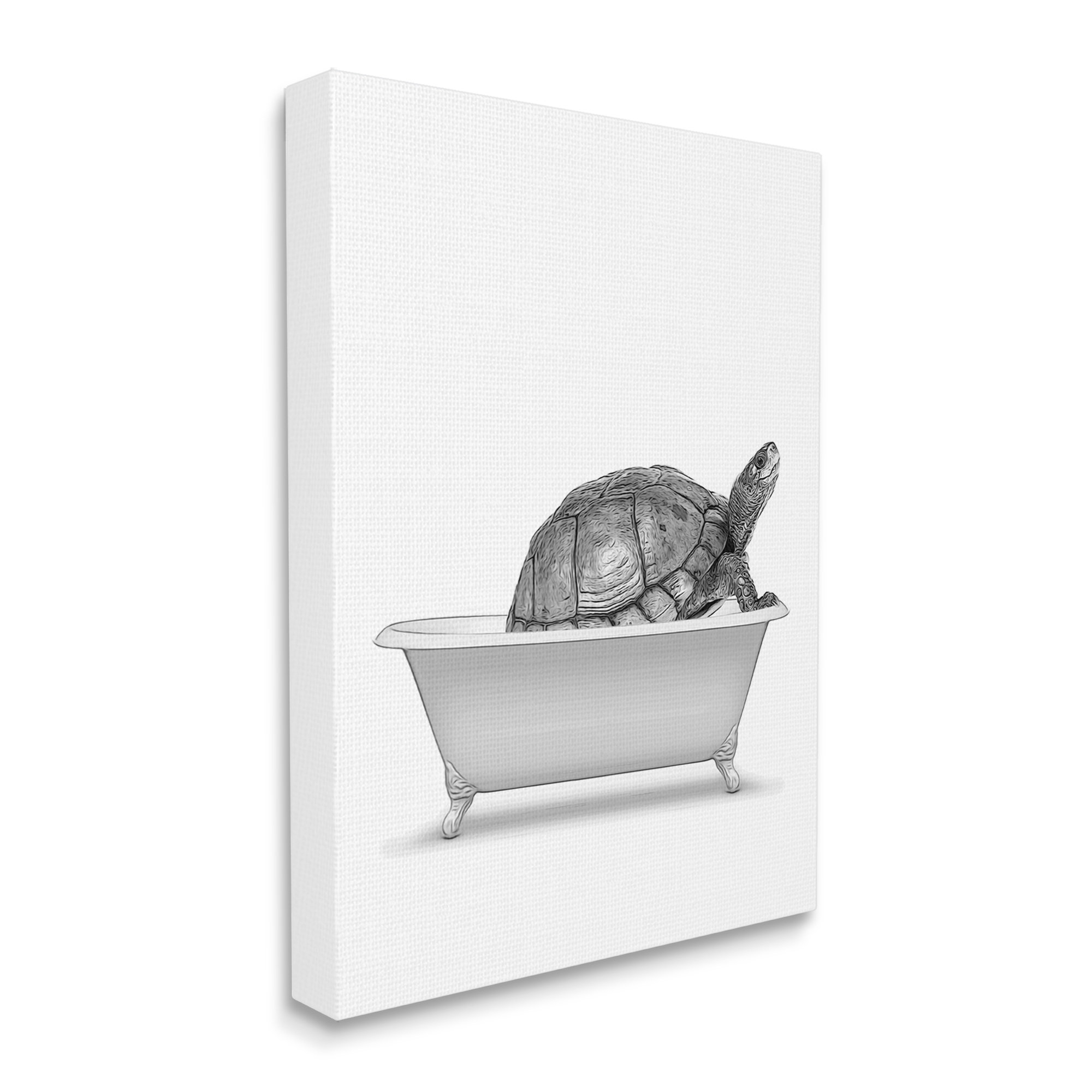 Stupell Industries Tortoise Bathing In Tub Sea Life On Canvas Graphic ...