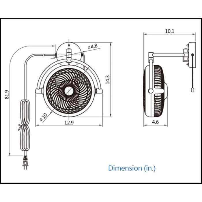 ParrotUncle 13" Wall Mounted Fan with Folding Arm & Reviews | Wayfair