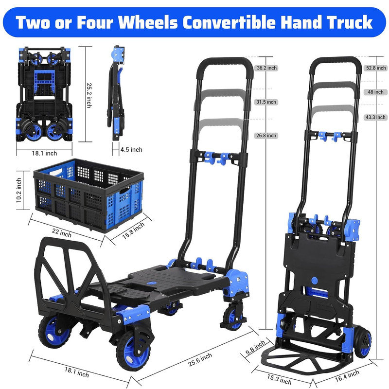 Sangdo 2 in 1 Folding Hand Truck Dolly, Convertible Hand Truck with ...