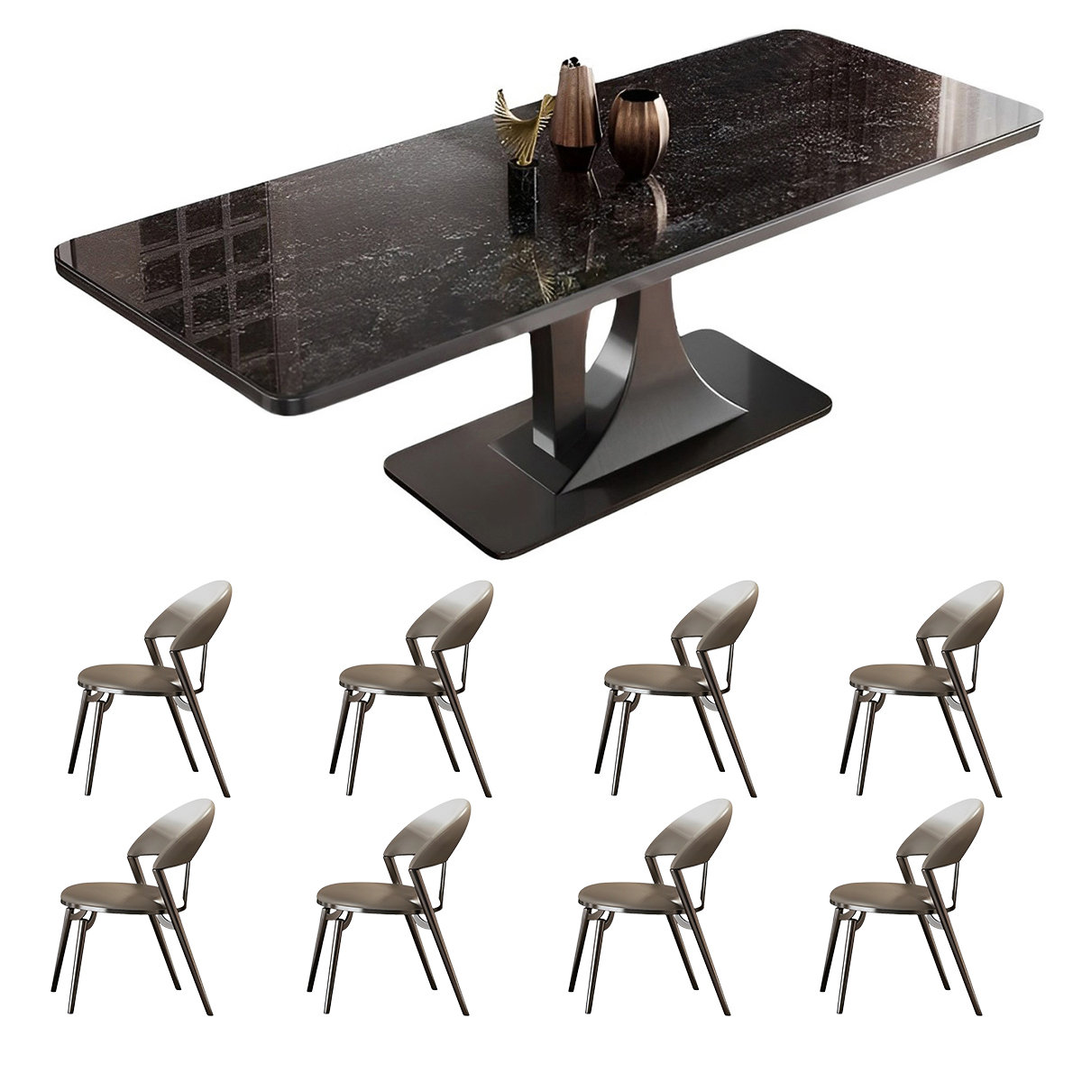 Pakloer Rectangular rock plate dining table and chair set - Wayfair Canada