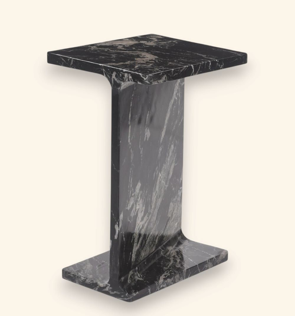 Orren Ellis Cross I Beam (Angled) Side Table in Genuine Marble ...