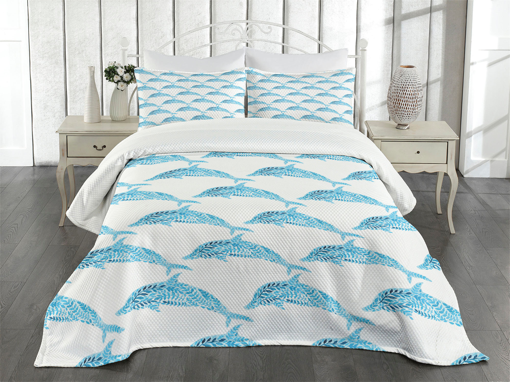 Ambesonne Sea Bedspread Aqua Dolphins | Wayfair