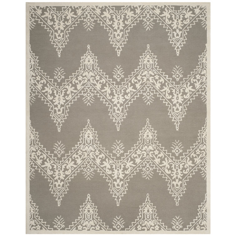 Bungalow Rose Nioka Hand Tufted Wool And Viscose Damask Rug | Wayfair