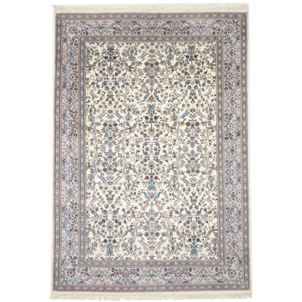 ADMINRUGS Cream Traditional 10X14 Handmade Indo Kashan Oriental Area ...