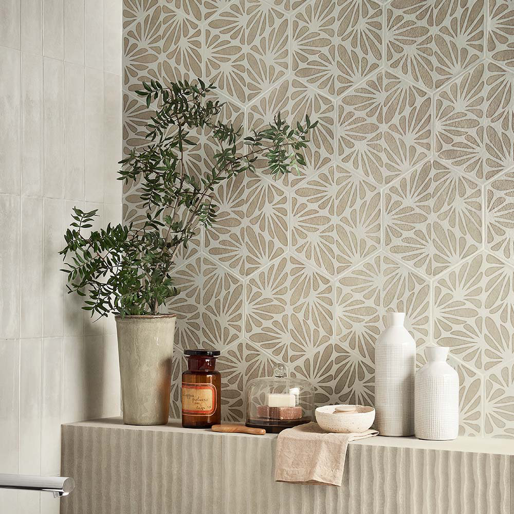 Tilefy Handmade 9X10 Hexagon Cesello Pattern Porcelain Tile & Reviews ...