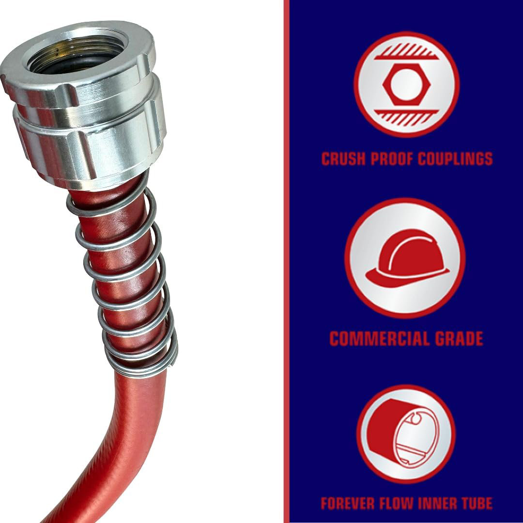 INKEDZ Farm and Ranch Garden Hose, 100 ft, Red | Wayfair